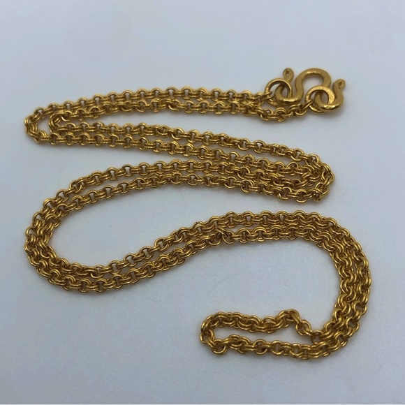 Vintage | Jewelry | 23k Solid Gold Thai Yellow Gold Double Rolo Link ...
